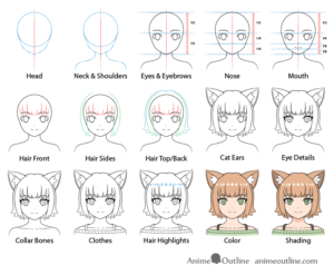 Find out how to Draw Anime Cat Lady (15 Steps With Video) - Artshow24