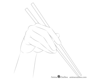 How to Draw Hands Holding Chopsticks Step by Step - AnimeOutline