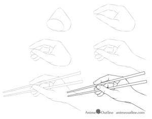 How to Draw Hands Holding Chopsticks Step by Step - AnimeOutline