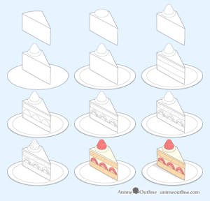 How to Draw a Slice of Cake Step by Step - AnimeOutline