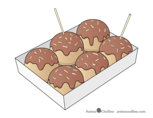 How to Draw Takoyaki Step by Step - AnimeOutline